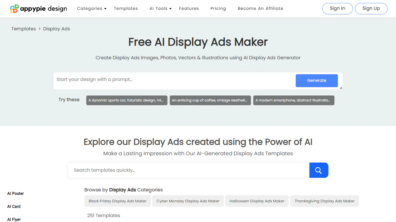 Free AI Display Ads Maker by AppyPie Design - AI Yard - AI Tools