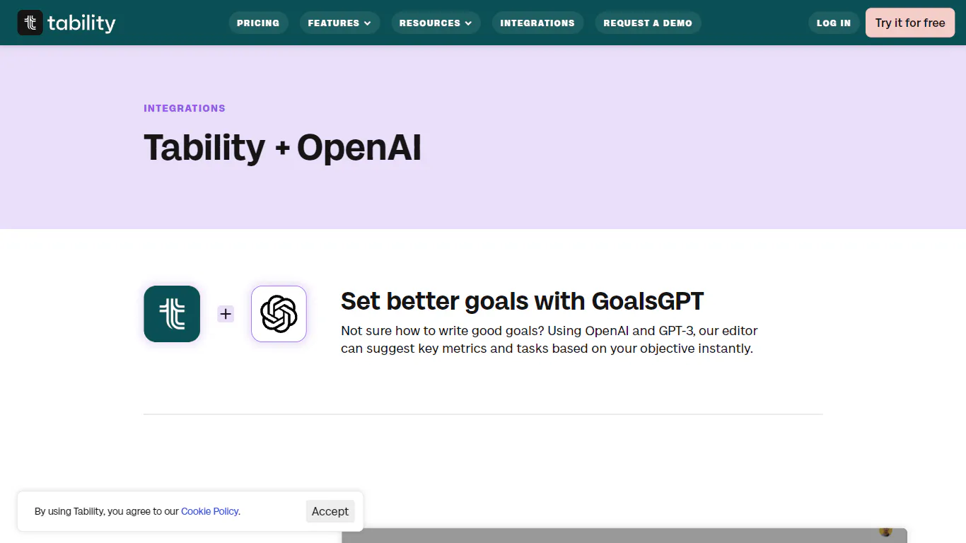 Integrations | Tability - AI Yard - AI Tools